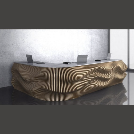 Parametric Wavy Wooden Furniture L-shaped Desk | Shopper.com